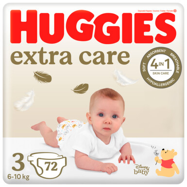 Huggies Extra Care Mega Pelene za bebe veličina 3, 72 komada