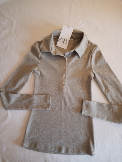 Zara, svetlucava bluza, polo kragna s-m