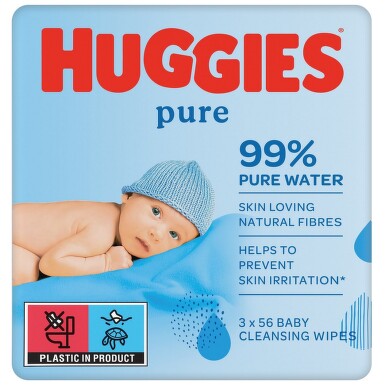 Huggies Pure Vlažne maramice za bebe, 3 X 56 komada