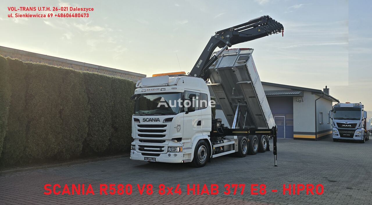 Scania R580 8X4 Wywrotka + CRANE HIAB 377 E8-21m kiper