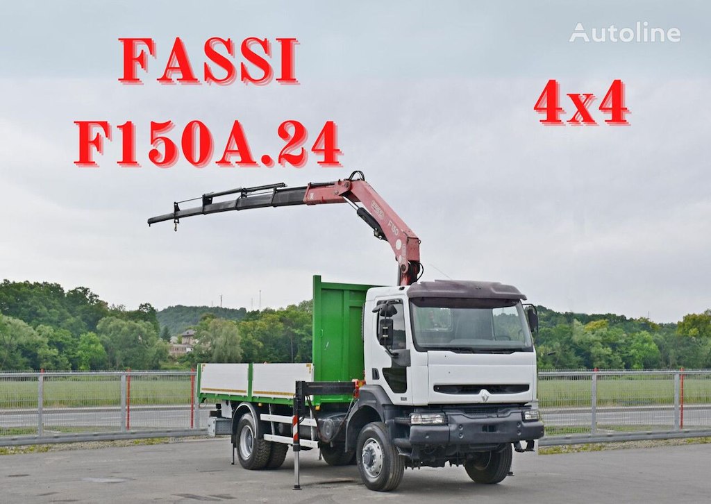 Renault KERAX 370 *FASSI F150A.24 + FUNK* 4x4 kamion s ravnom platformom