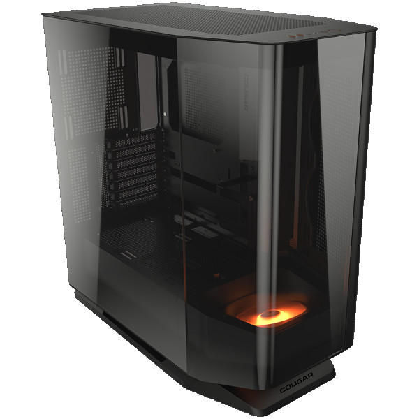 COUGAR | FV270 Black | PC Case | Mid tower Tempered, Curved Glass Perimeter Quick Detachable Air Filters Up to 9 Fans (1x120mm RGB Prein