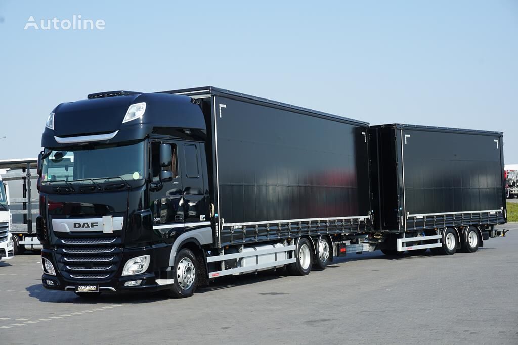 DAF XF / 480 / ACC / EURO 6 / ZESTAW PRZEJAZDOWY 120 M3 / 9,1 M + 6, kamion sa klizna zavesa cerada + prikolica sa kliznom ceradom