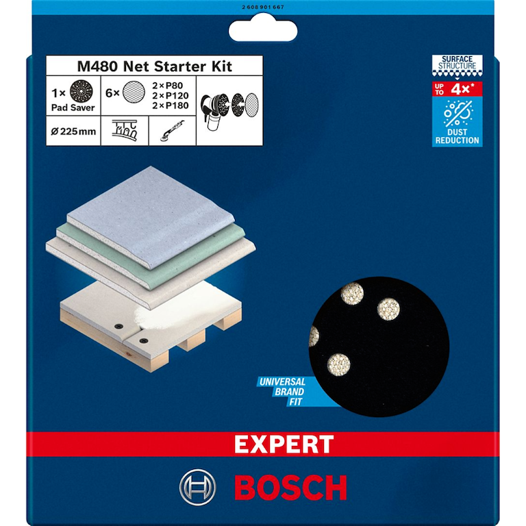 Bosch Brusna mreža EXPERT M480 225 mm P80-180, 7 kom