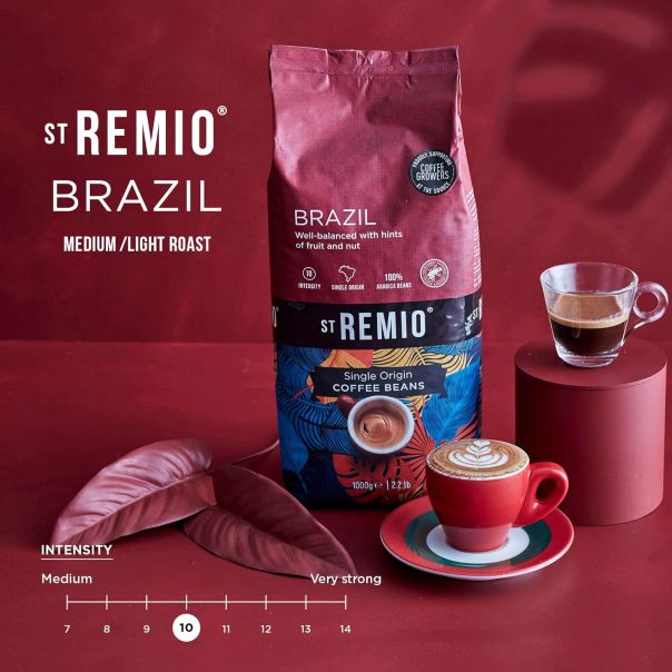 ST REMIO Pržena kafa u zrnu BRAZIL UTZ 1000G C AU RA