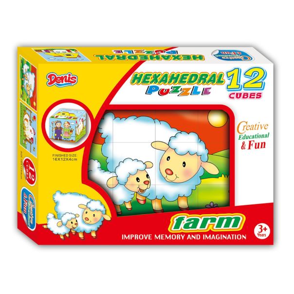 DENIS Puzzle kocke Farma 12 kocki