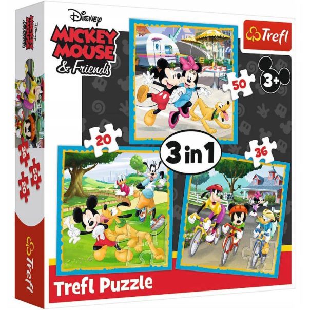 TREFL Puzzle Mickey Mouse 3u1 (20,36,50 delova)