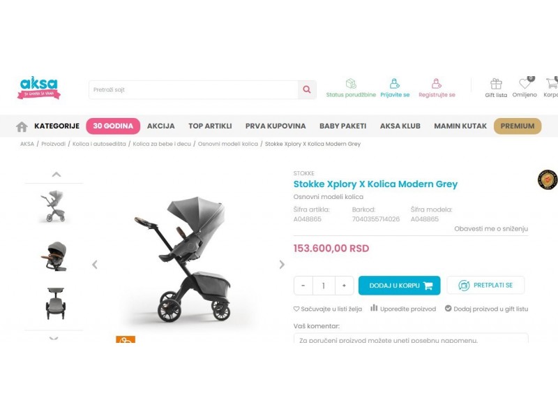 Stokke Xplory X Kolica Modern Gray KAO NOVO!!!!