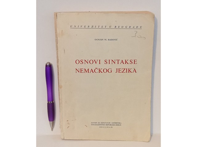 OSNOVI SINTAKSE NEMAČKOG JEZIKA - OGNJAN M. RADOVIĆ