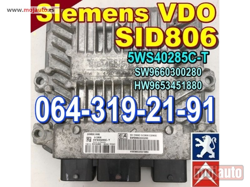 KOMPJUTER Siemens VDO SID806 Pežo 1.4 HDI Citroen Peugeot 5WS40285C-T, SW9660300280, HW9653451880