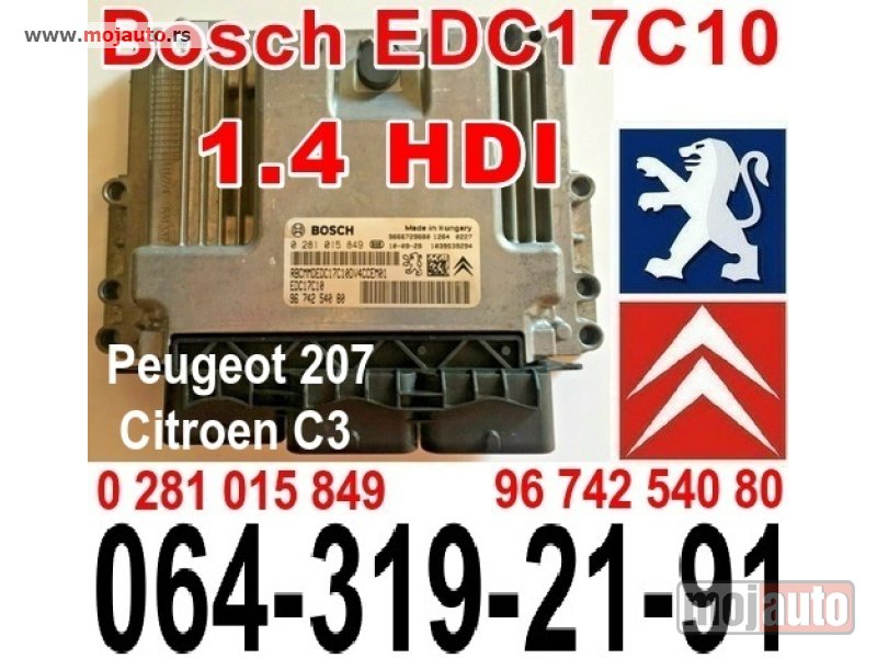 KOMPJUTER EDC17C10 Bosch 0281015849 Pežo 207 Peugeot Citroen C3 1,4 HDI 9674254080