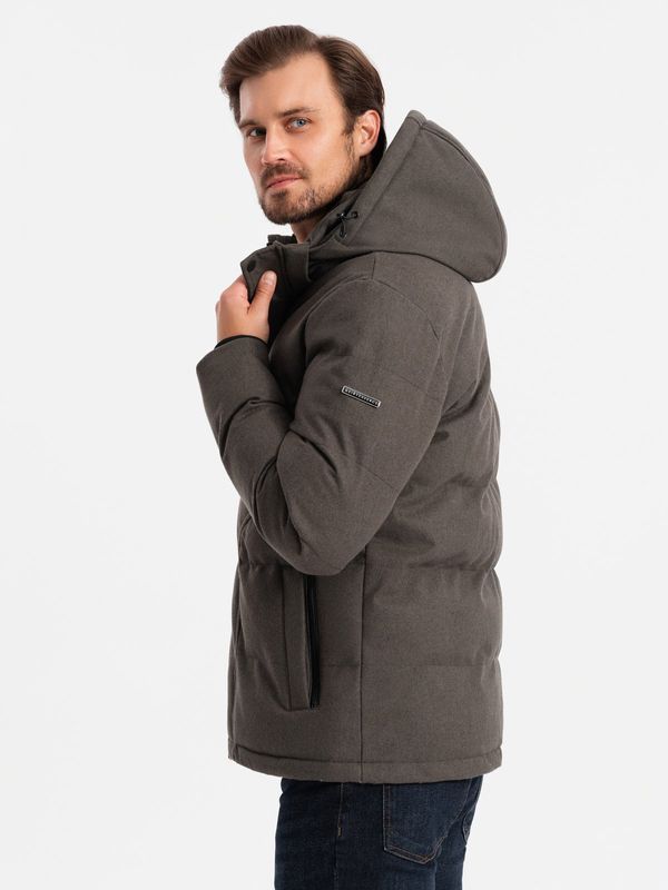 OMBRE MEN'S LIGHTWEIGHT JACKET WITH HOOD AND MESH LINING - OLIVE