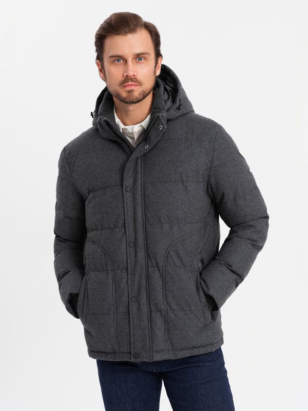 OMBRE MEN'S LIGHTWEIGHT JACKET WITH MESH LINING AND HOOD - BLACK