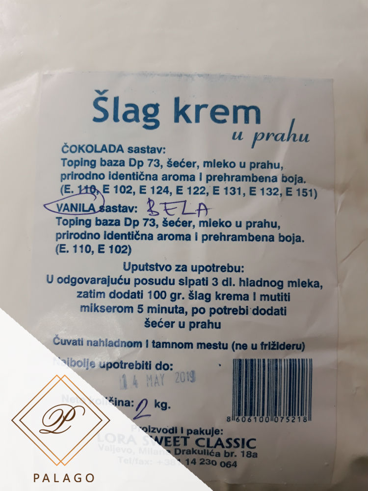 Šlag krem beli 2kg. Lora