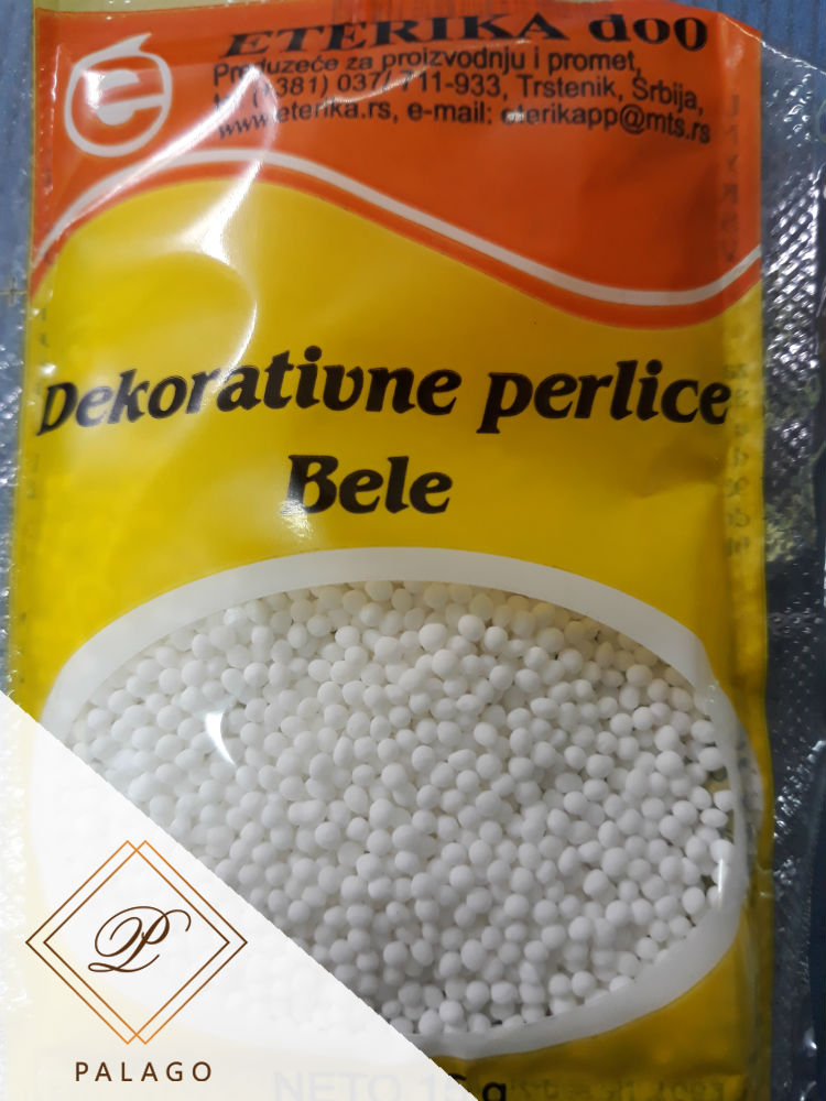 Dekorativne perlice bele 15g.