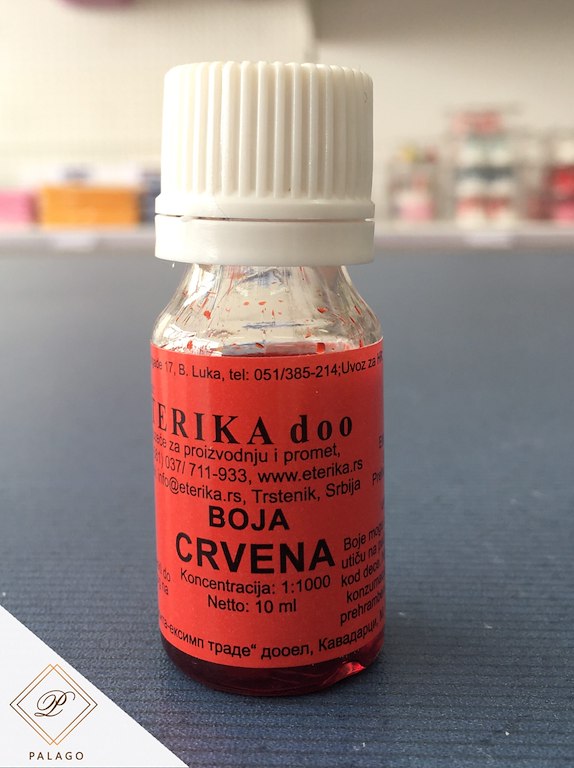 Crvena boja tečna 10ml. Eter