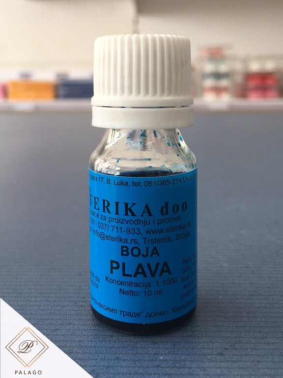 Plava boja tečna 10ml. Eter.