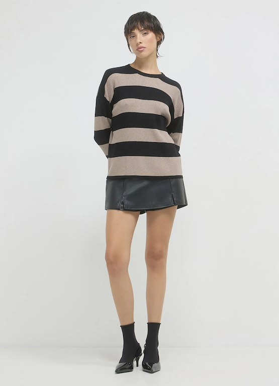 Striped rib knit Var ultrablack