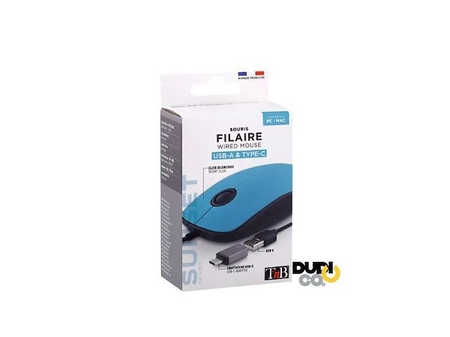 TNB MUSUNSETBL Zični miš + ADAPTER USB-A/USB-C, PLAVI