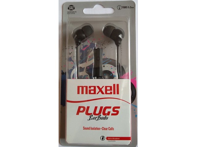 MAXELL SLUŠALICE PLUGZ + MIC BLACK