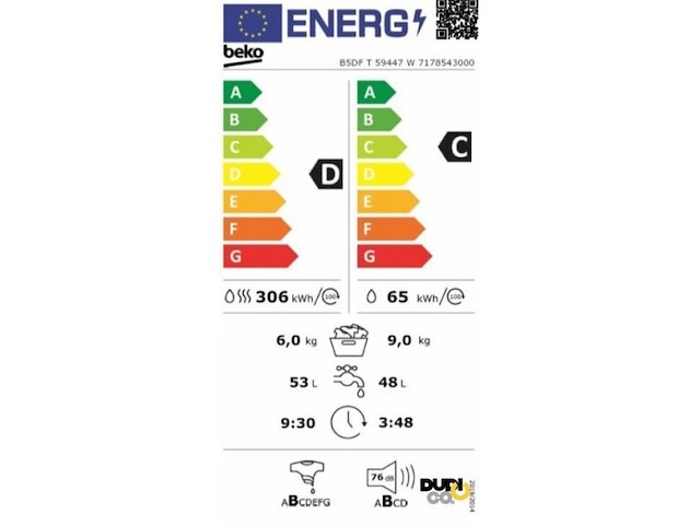 BEKO B5DFT59447W Mašina za pranje i sušenje veša