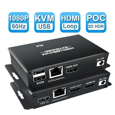 Ekstender Cat5e/6/7 kt-hdex60m hdmi kvm usb ( 11-520 )