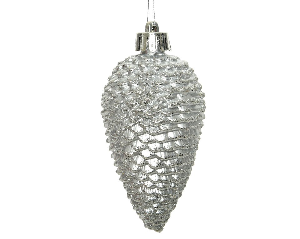 NG dekoracija - HANGING PINECONE SET 6pcs 8cm 028571 - Silver - KMG