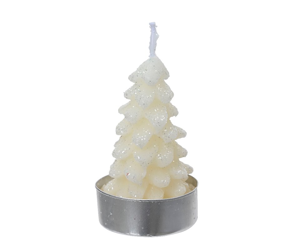 NG dekoracija - CANDLE PARAFFIN TREE 9cm 740972 - Wool white - KMG