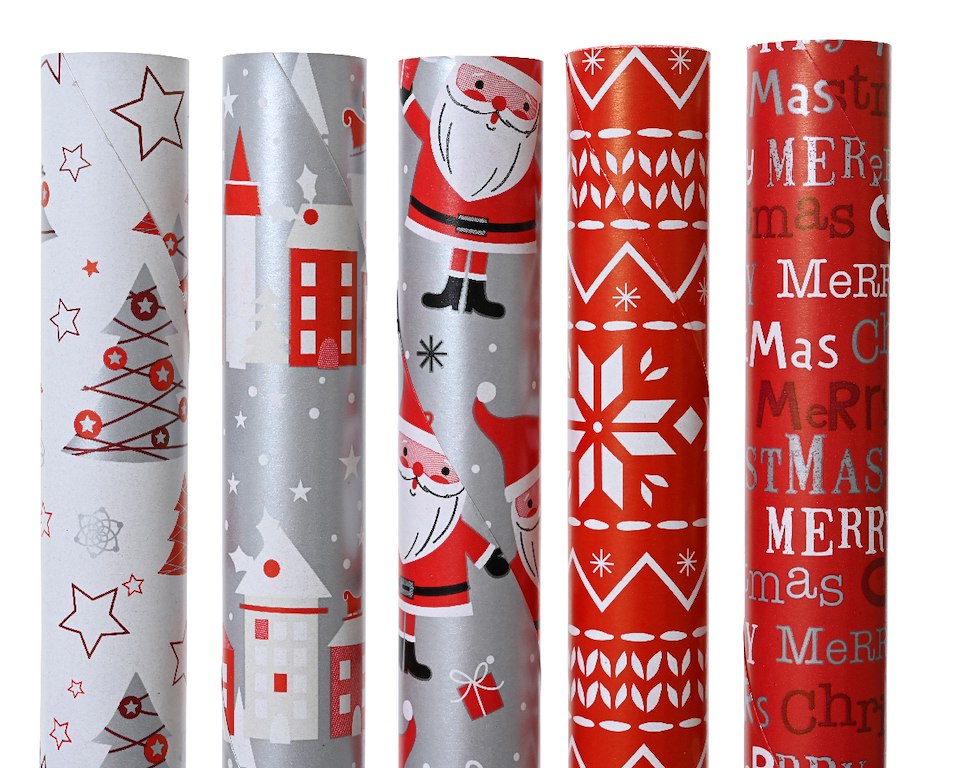 NG dekoracija - GIFTWRAPPING PAPER 2m 468167 - Red/white - KMG