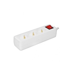 PROSTO Razvodnik sa 3 mesta 1,5m 1.0mm2 + prekidač NV03K/WH-P