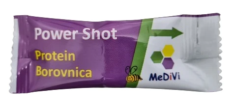 Shot power med sa dodatkom proteina i borovnice 12 g Medivi