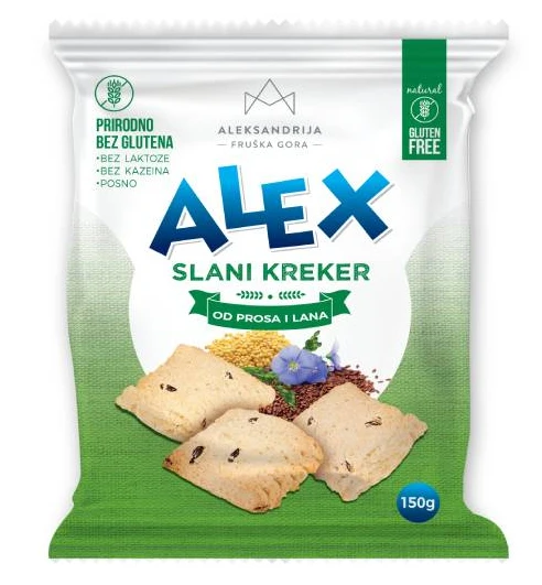 Alex slani kreker od prosa i lana (sert. bez glutena) 150 g Aleksandrija