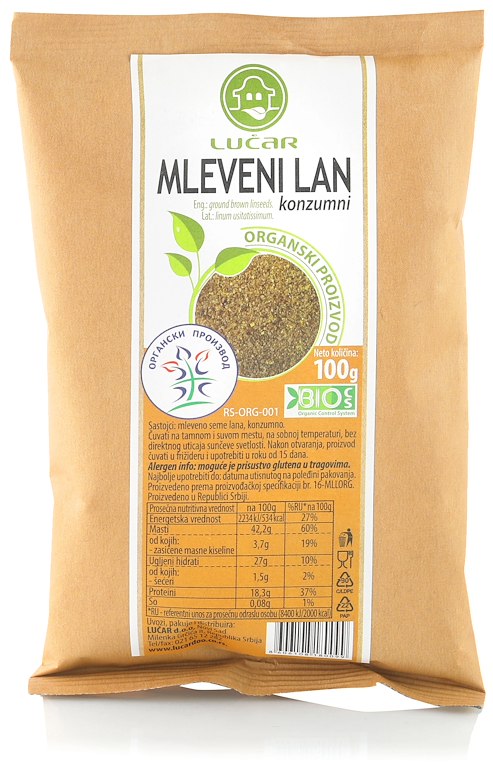 Mleveni lan (organski proizvod) 100 g Lučar