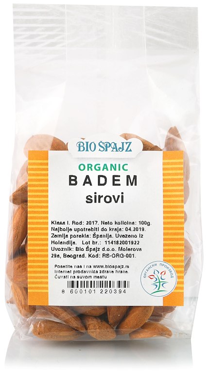 Sirovi badem (organski proizvod) 100 g Bio Špajz