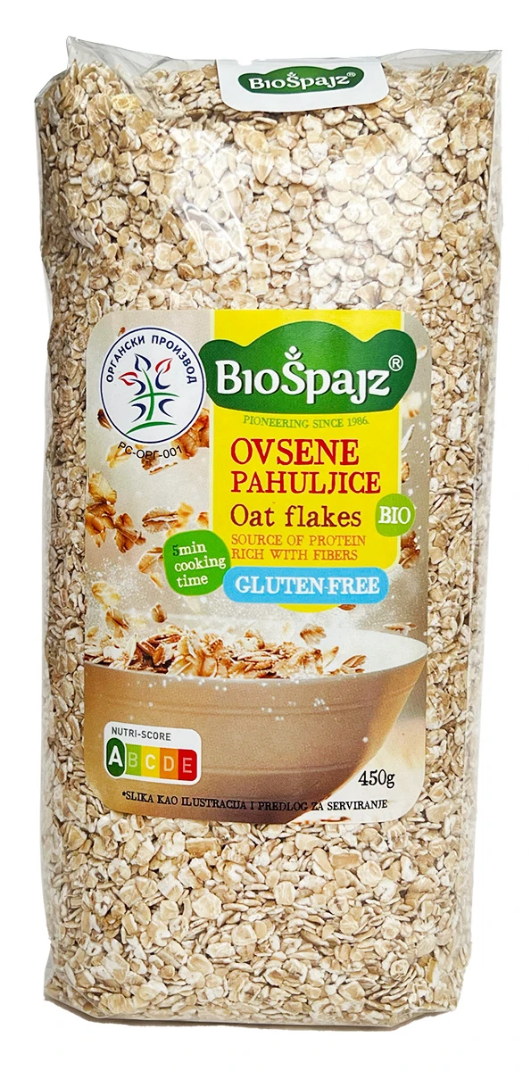 Ovsene pahuljice (sert. bez glutena) (organski proizvod) 450 g Bio Špajz