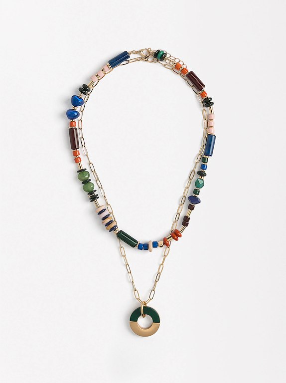 Double Multicolor Necklace with Resin