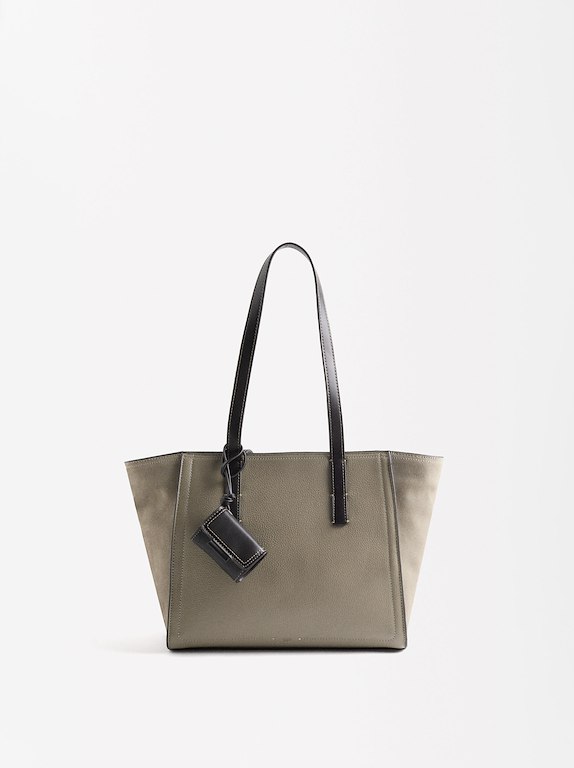 Shopper bag with leather