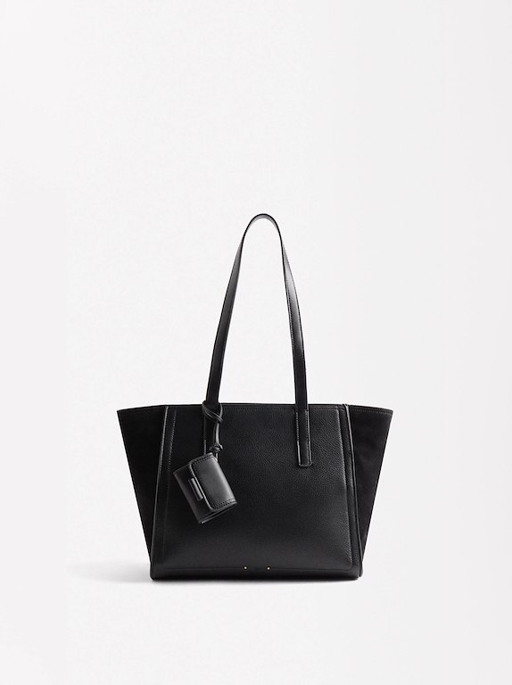 Shopper bag with leather