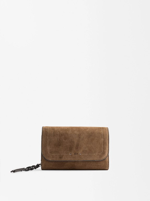 Leather Coin Purse With Flap Closure