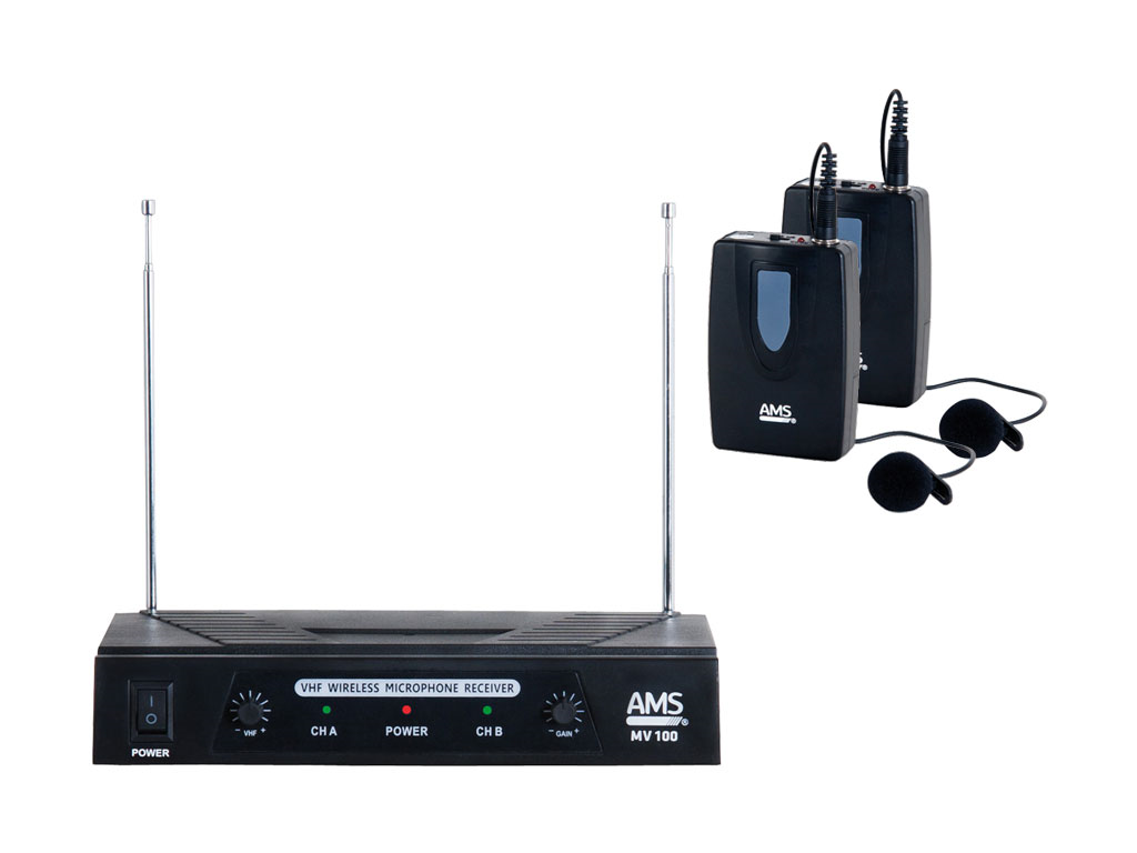 AMS MV 100 LV | 2-channel VHF wireless system WITH 2 lavalier mics