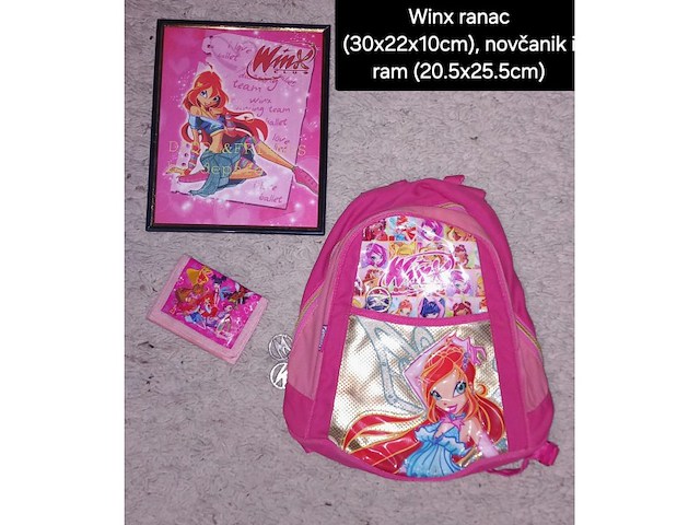 Winx dečiji ranac, novčanik i ram roze boje