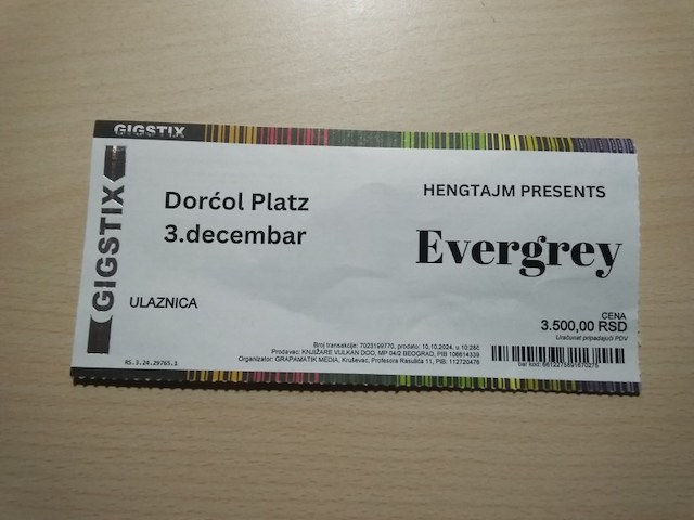 Ulaznica EVERGREY 03.12.2024.