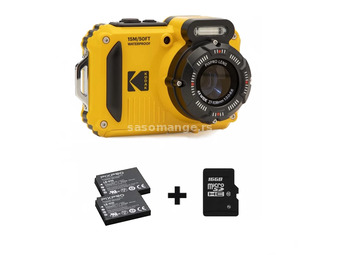 KODAK Pixpro WPZ2 vízálló/porálló/ütésálló digital camera yellow + 2db akku 16gb micro sd