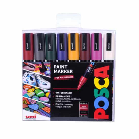 UNI set PC-5m POSCA /1.8-2.5mm 8 kom tamne boje