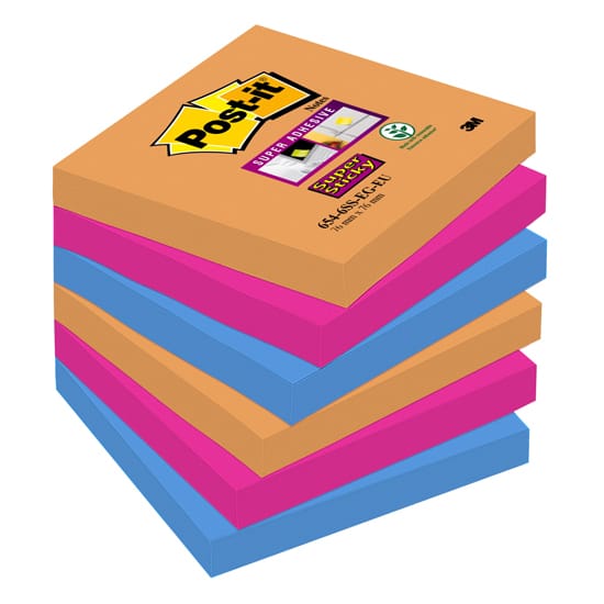 Post-it Super Sticky 76 x 76 mm, BANGKOK, 90L, 6-pack 3M