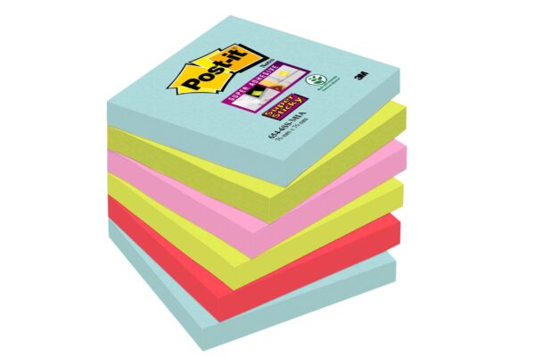 Post-it Super Sticky 76 x 76 mm, MIAMI, 90L, 6-pack 3M