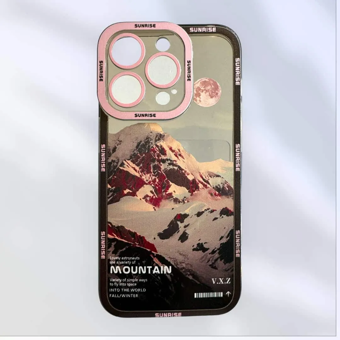 Maska mountain print za iPhone 14 pro roze