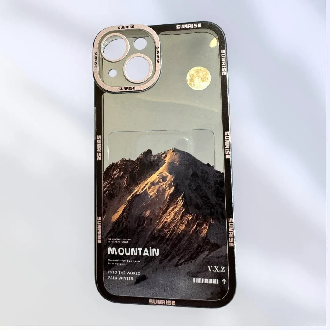 Maska mountain print za iPhone 13 narandzasta