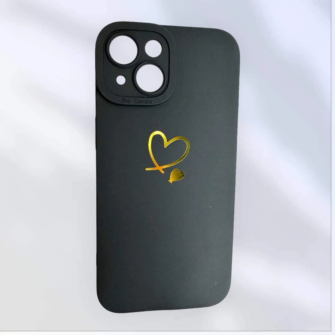 Maska color heart za iPhone 14 crna