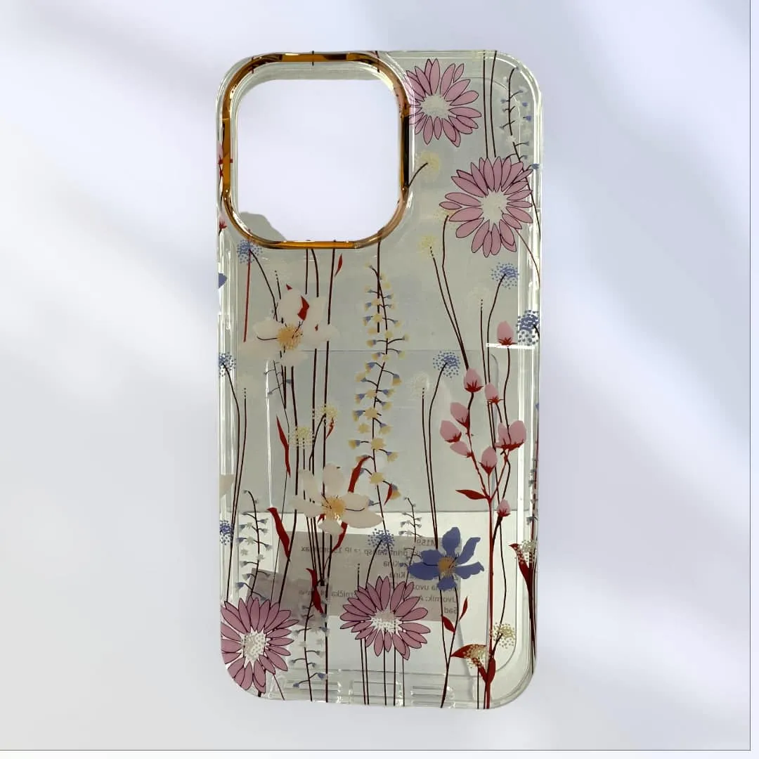 Maska print transparent za iPhone 15 plus pink flower